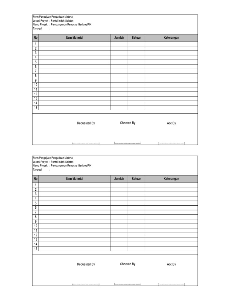 Form Pengajuan Material Mep | PDF
