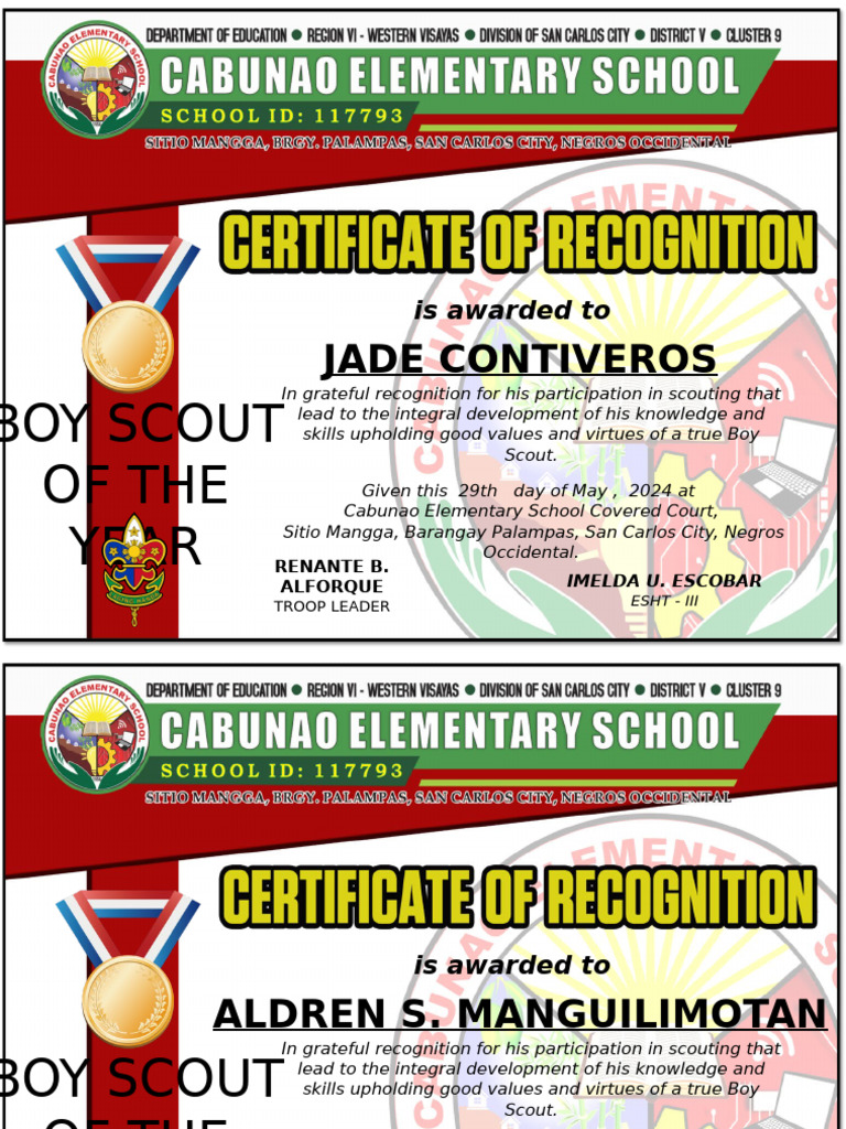 Certificate For GSP and BSP 2023-2024 | PDF