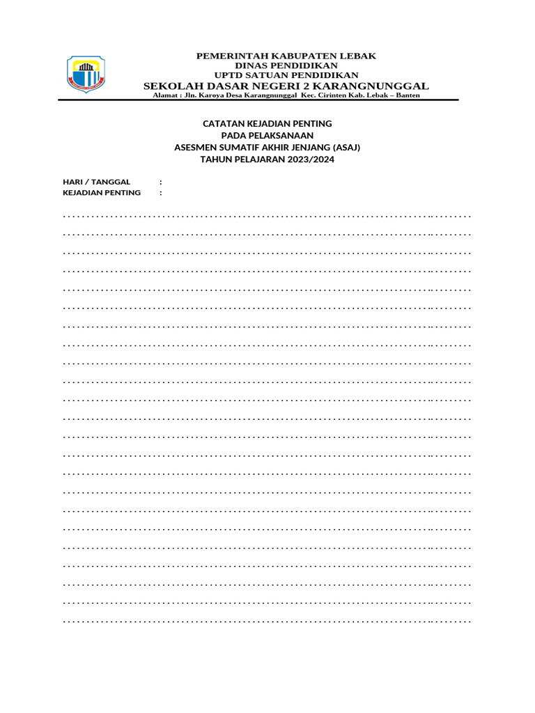 Catatan Kejadian Penting Pas | PDF