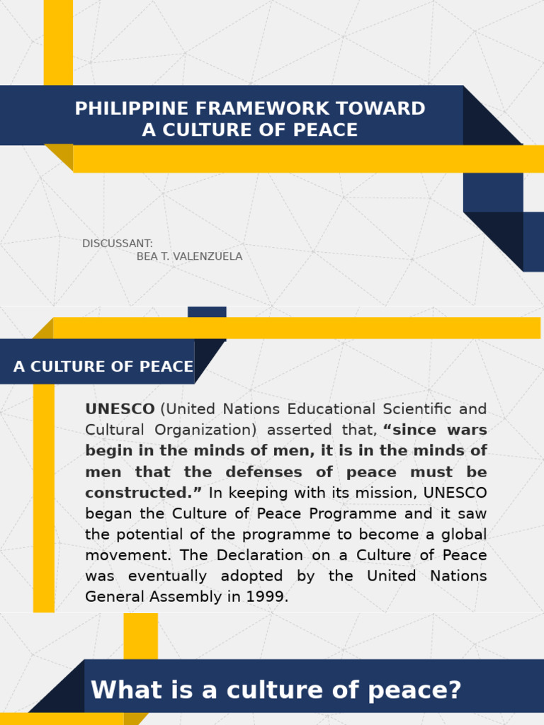 Philippine Framework Toward A Culture of Peace | PDF