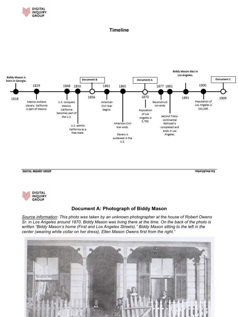 Biddy Mason Student Materials - 0 | PDF