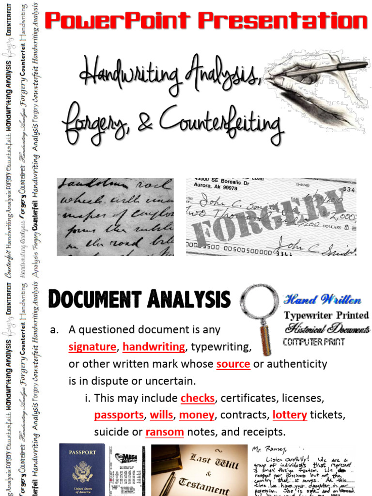 Handwriting Analysis - Forgery - Counterfeit - PowerPoint | PDF