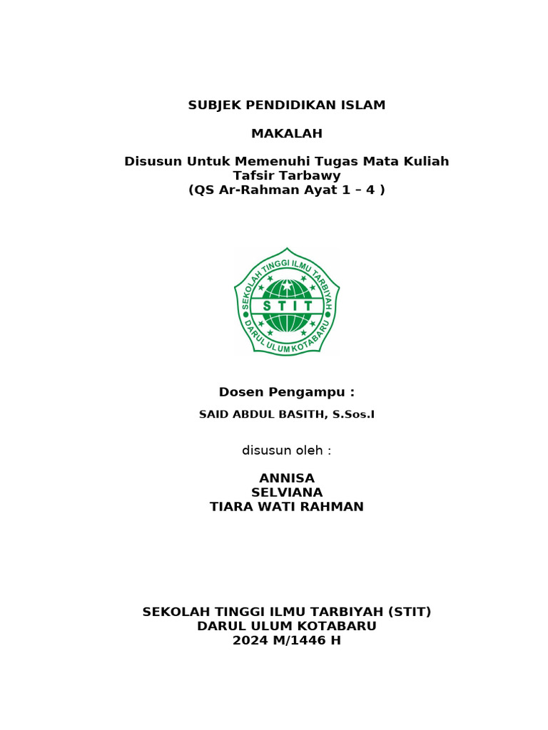 Makalah Tafsir Tarbawy | PDF