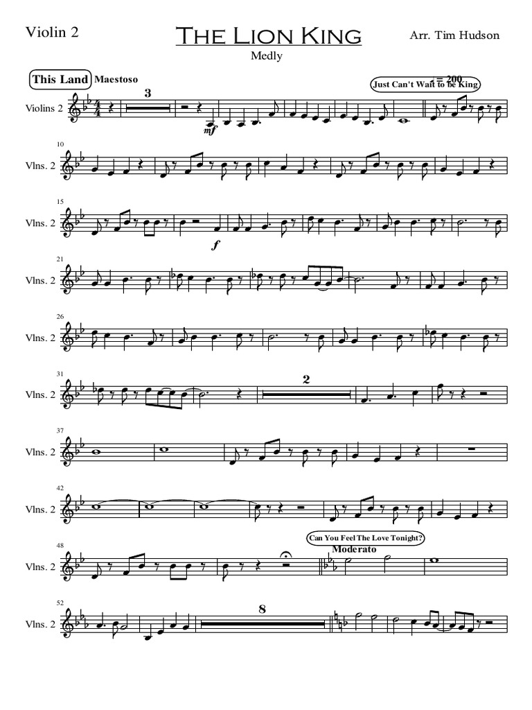 2440166-The Lion King Medley-Violins 2 | PDF
