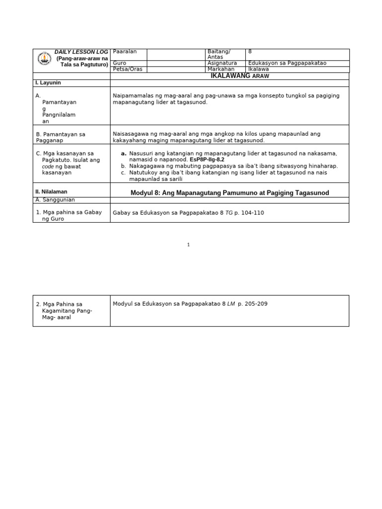 EsP DLL 8 Module 8 2nd Day | PDF