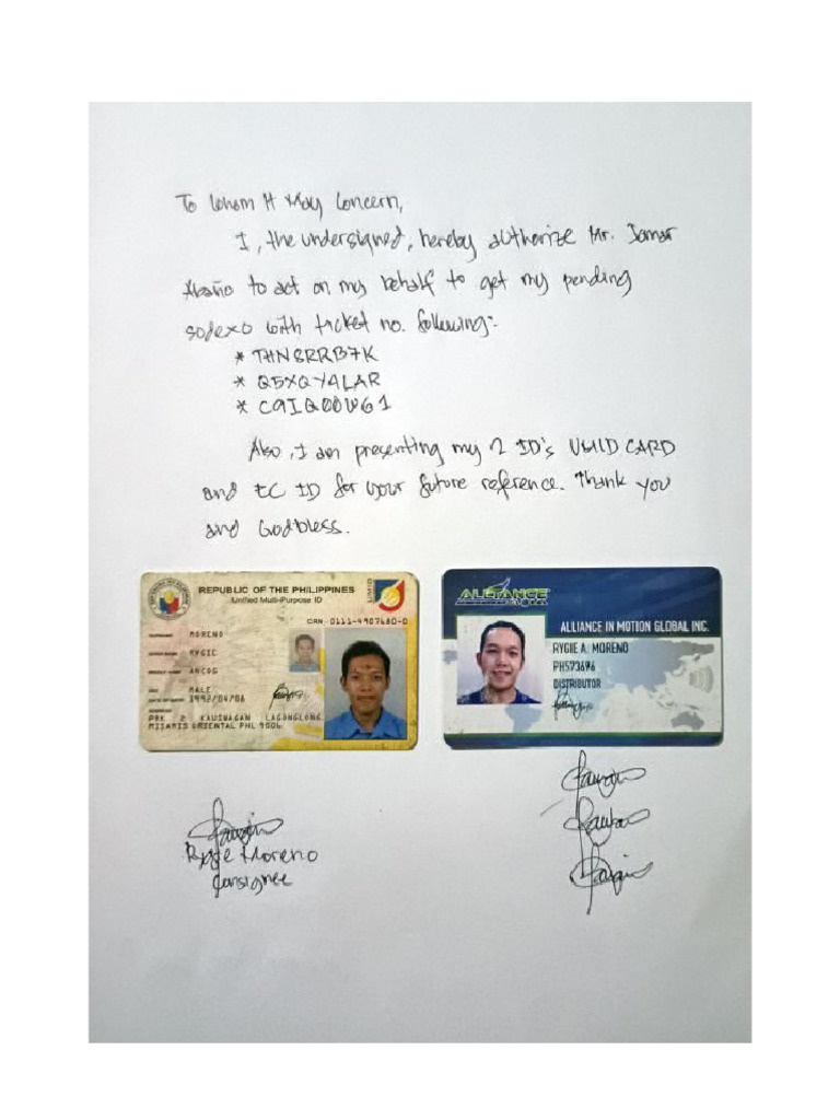 Autorization Letter For Printing Rygie Moreno | PDF