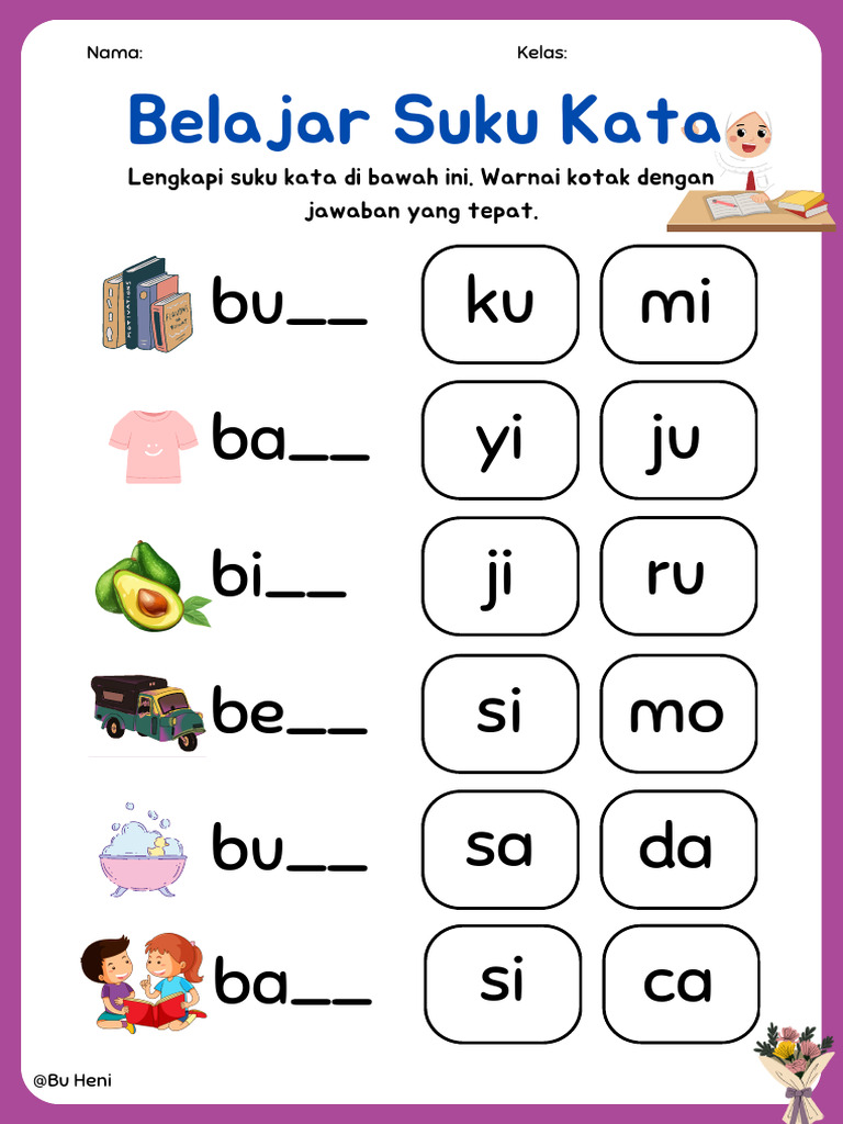 LKPD Belajar Suku Kata | PDF