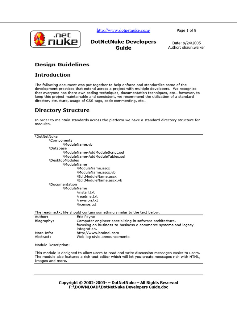 Dotnetnuke Developers Guide | PDF