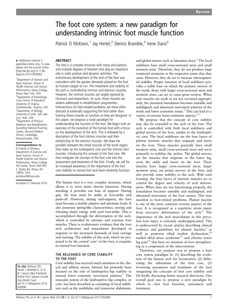 McKeon Et Al - 2014 - The Foot Core System-A New Paradigm For ...