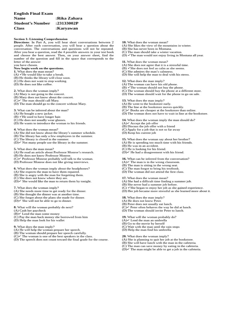 English 2 Final Exam Ge | PDF