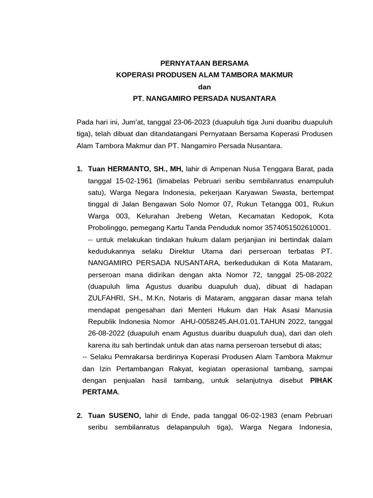 OPSI 2 Pernyataan Bersama | PDF