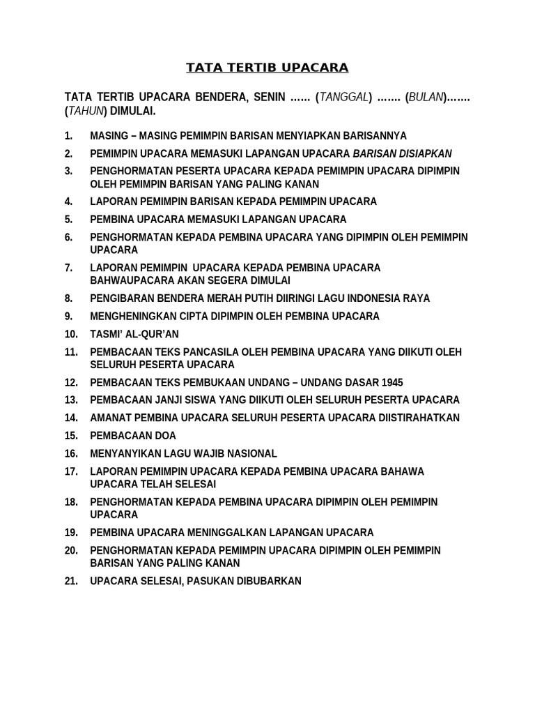 Tata Tertib Upacara | PDF