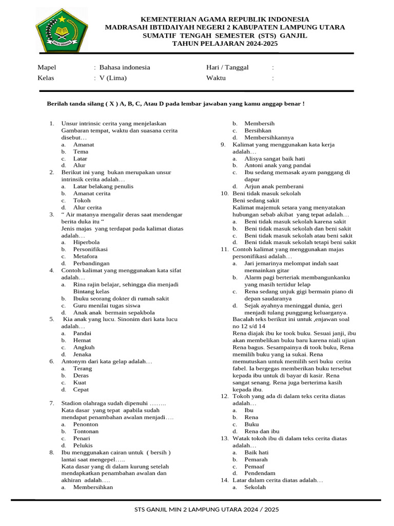 Sts B.indo kls5 | PDF