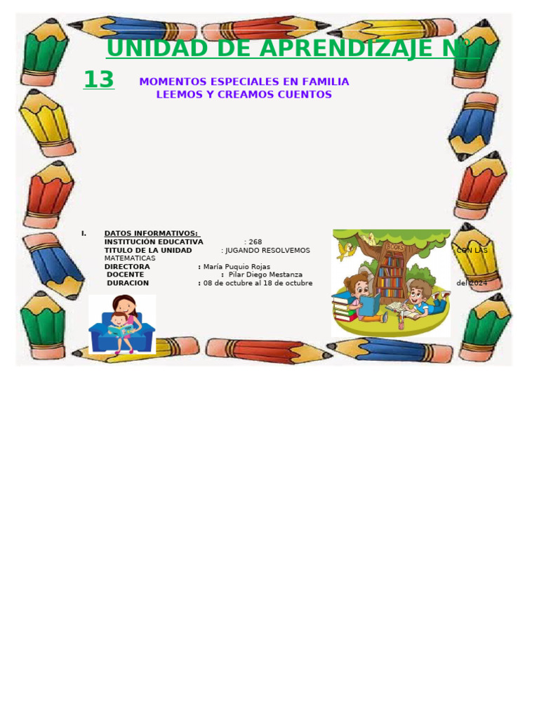 Unidad de Aprendizaje #13: Momentos Especiales en Familia Leemos Y Creamos Cuentos | PDF