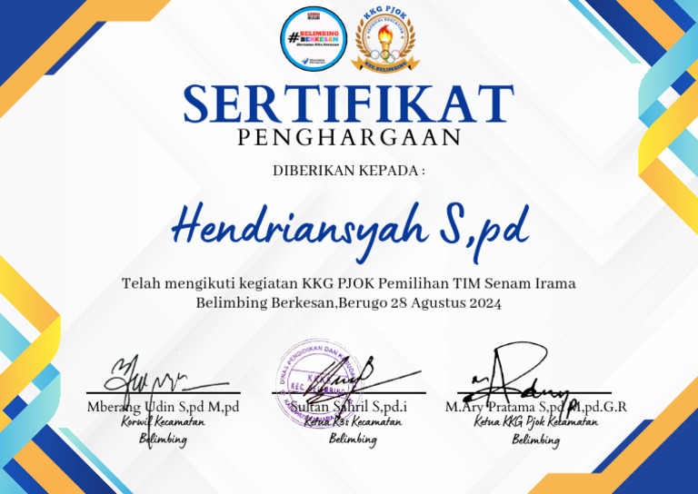 Sertifikat Hendriansyah | PDF