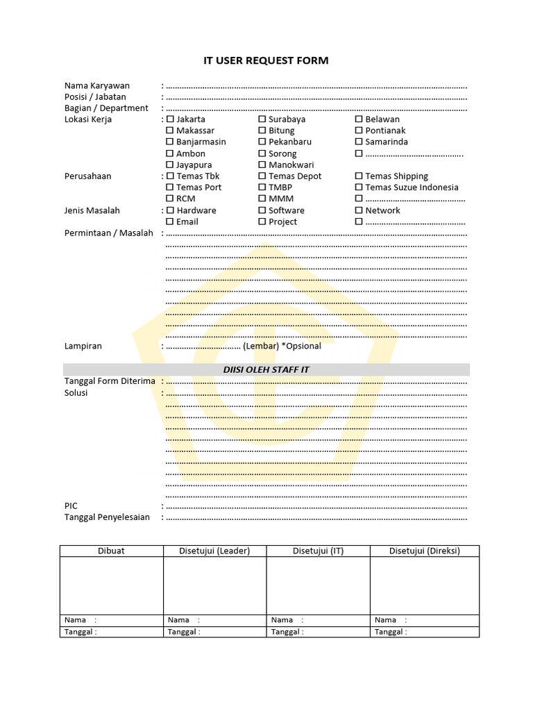 IT User Request Form | PDF