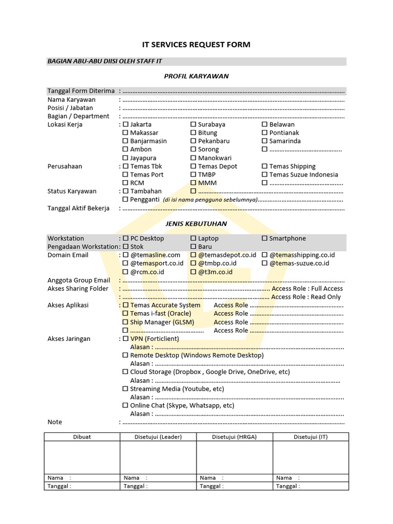 Form Request IT Services | PDF