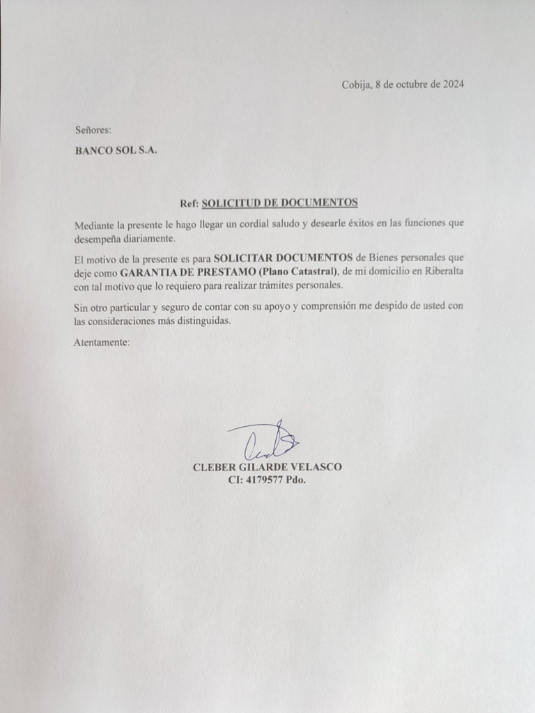 Solicitud de Documento | PDF