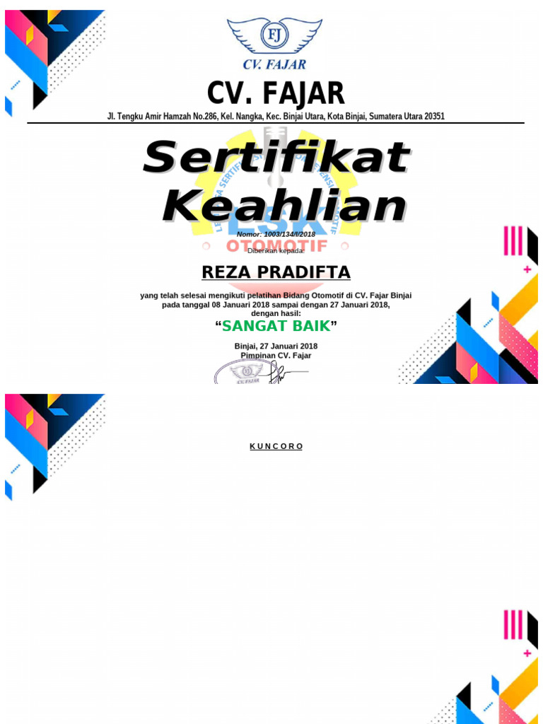 Sertifikat 1 | PDF