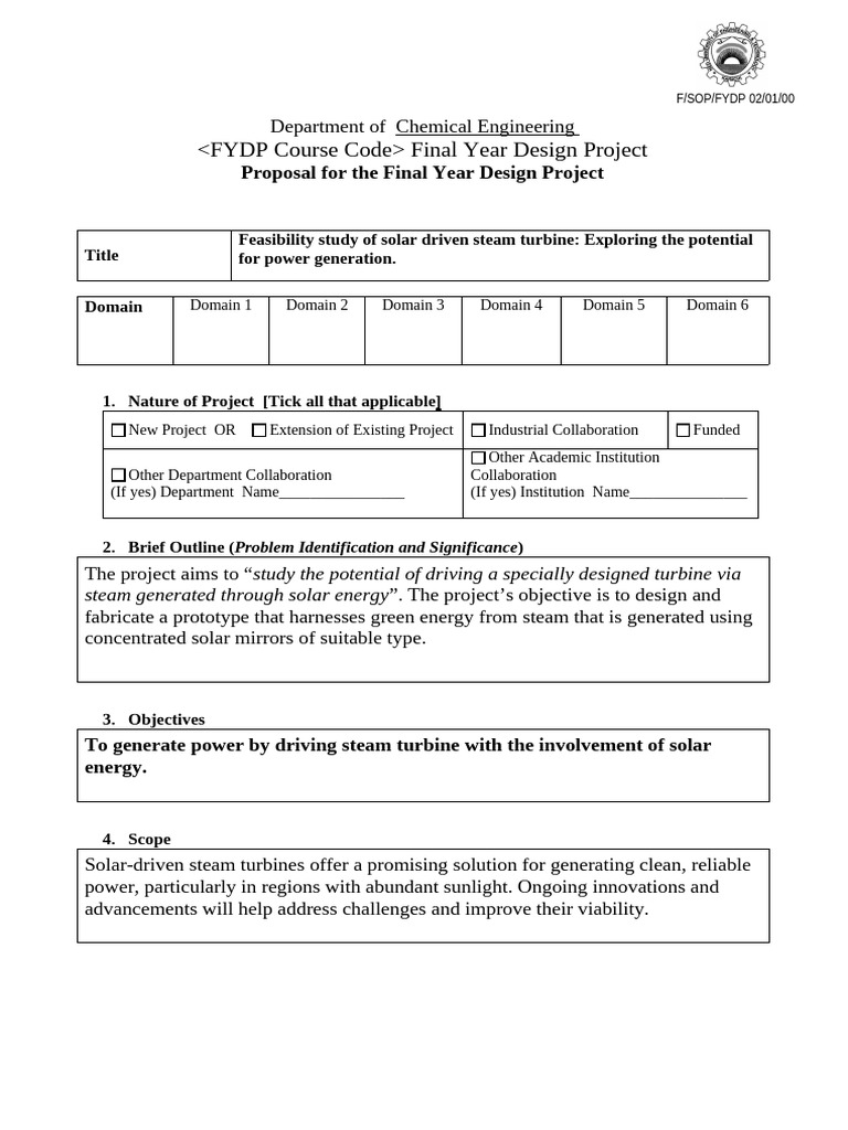 FYDP Proposal Form | PDF
