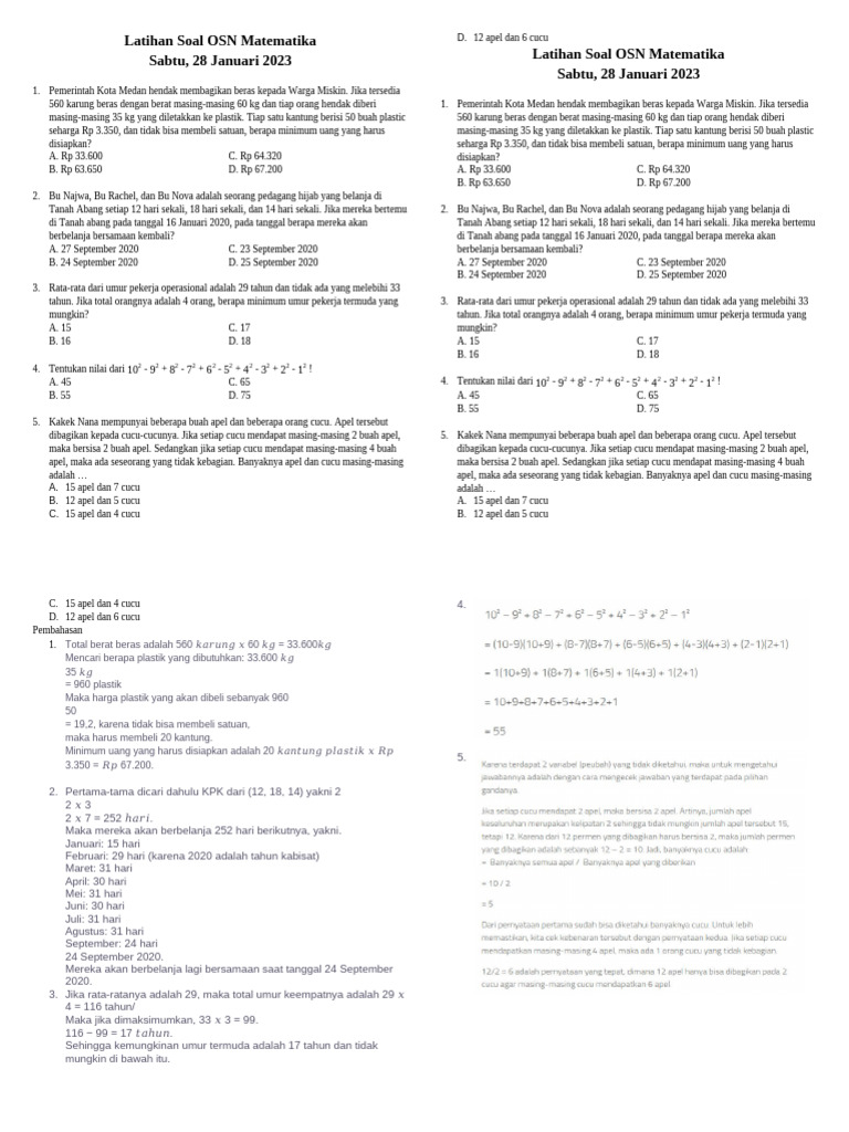 Latihan Soal OSN Matematika | PDF
