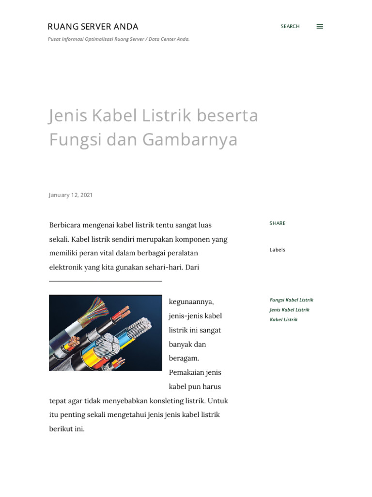 Jenis Kabel Listrik Beserta Fungsi Dan Gambarnya | PDF
