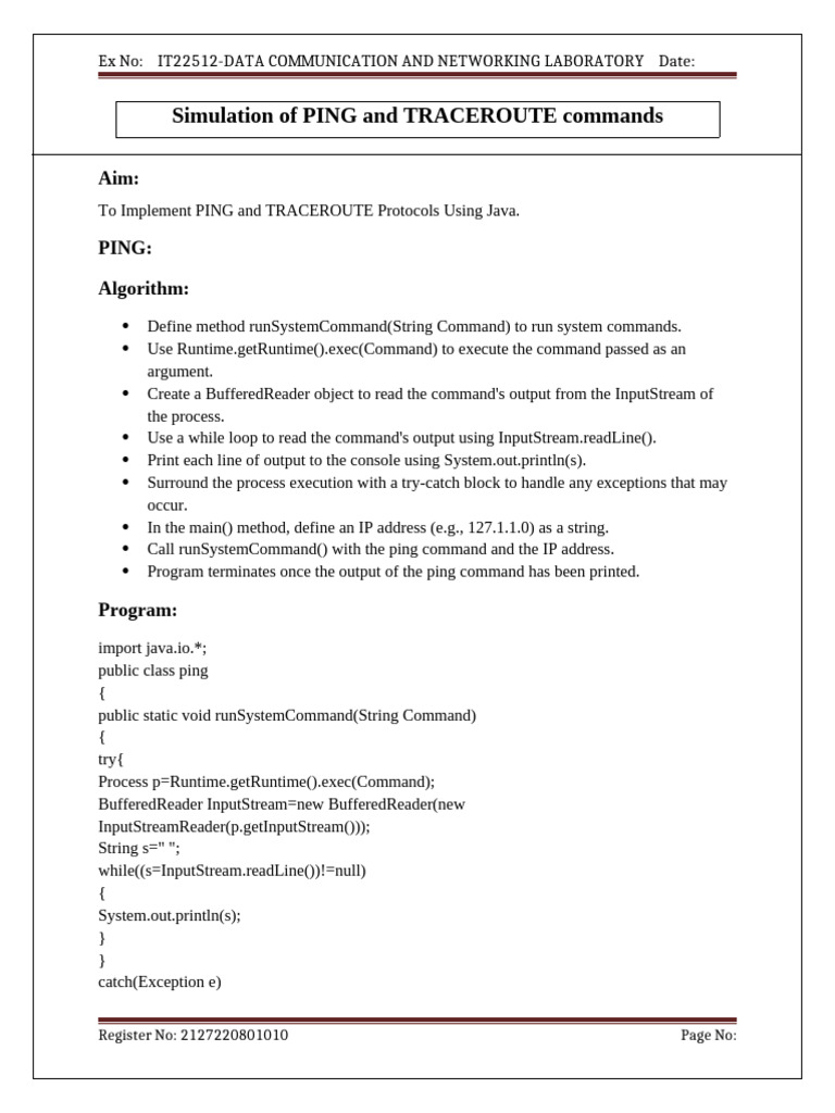 Ping and Traceroute | PDF