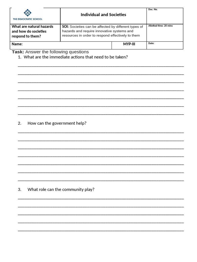MYP-III Worksheet 5 Copies | PDF