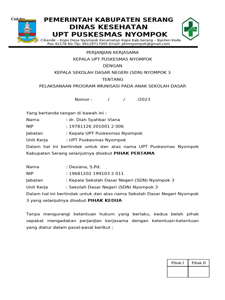 MOU PKM Dengan SDN Nyompok 3 | PDF