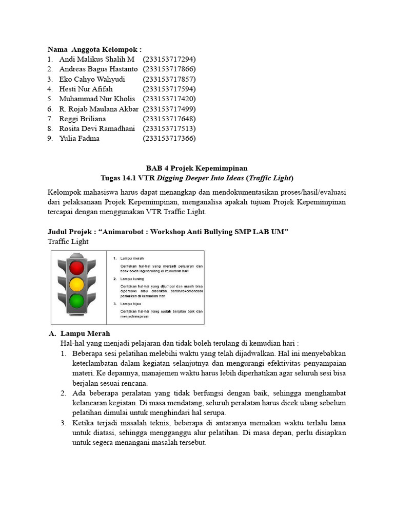 PK 14.1 VTR Digging Deeper Into Ideas (Traffic Light) | PDF