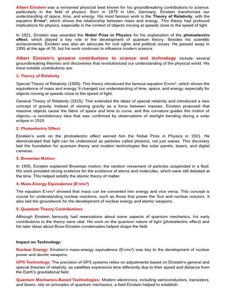 Albert Einstein Was A Renowned Physicist Best Known For His ...