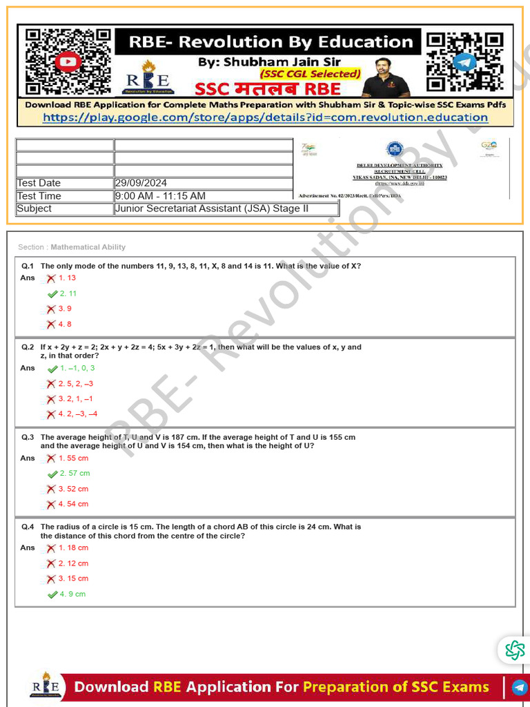 DDA JSA 2024 T-2 (Eng) - RBE - Compressed | PDF