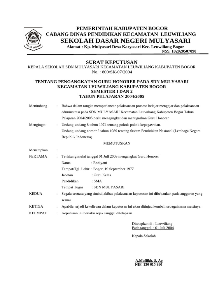 SK Mulyasari Wa Yan | PDF