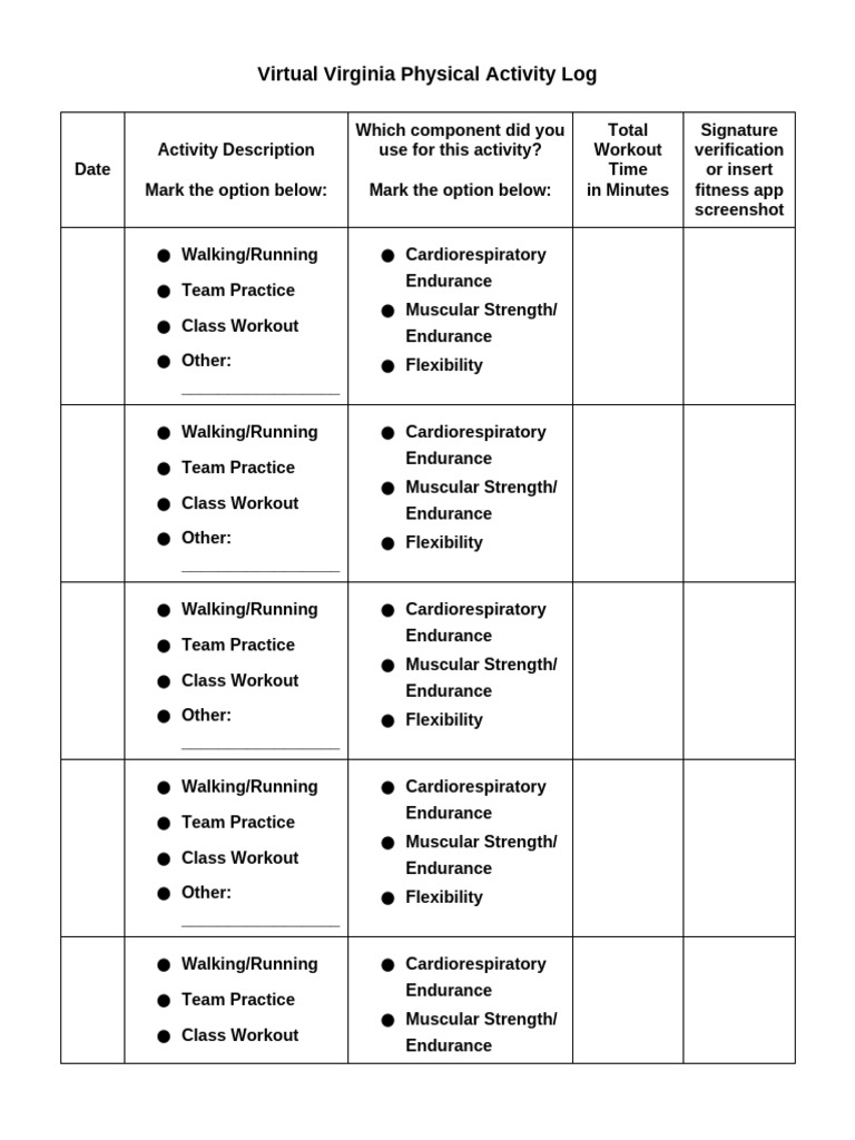Physical+Activity+Log 3 | PDF