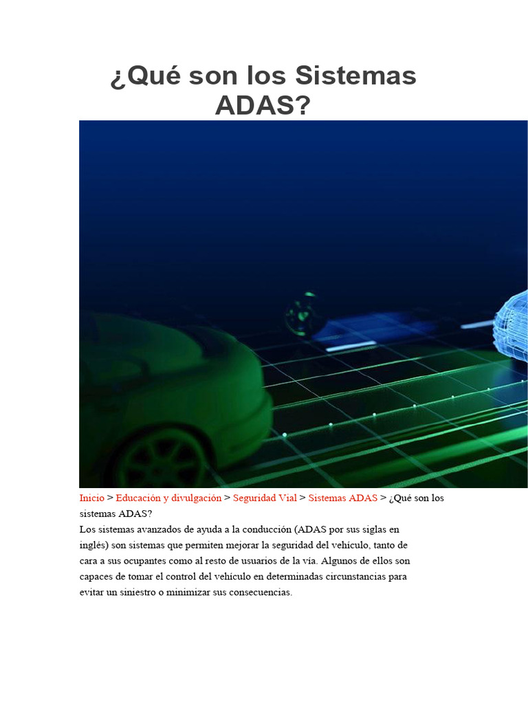 ¿Qué son los Sistemas ADAS | PDF