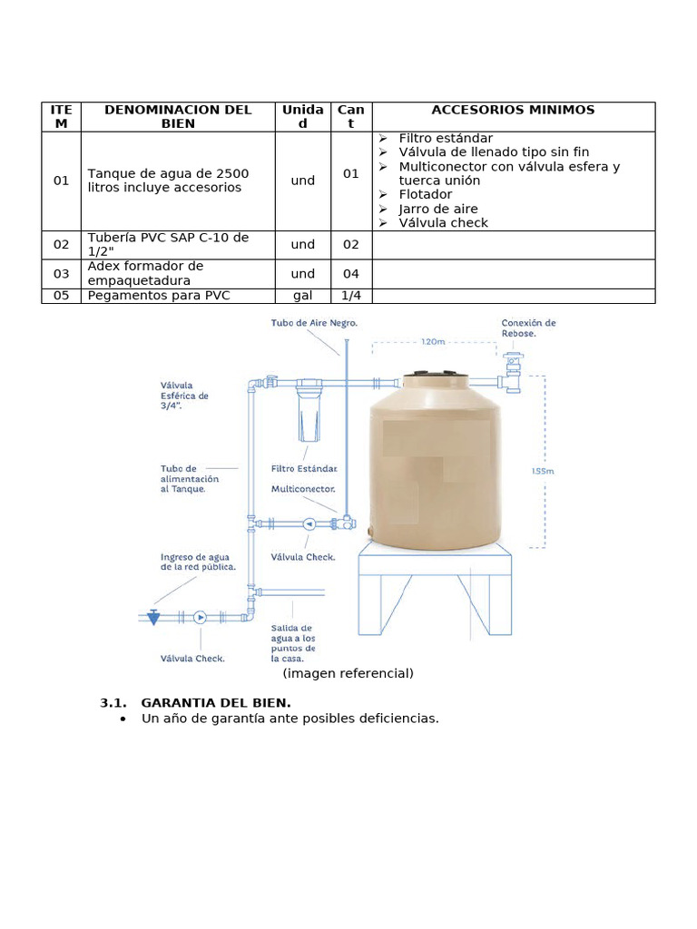 Especificaciones Tecnicas Tanque Elevado | PDF