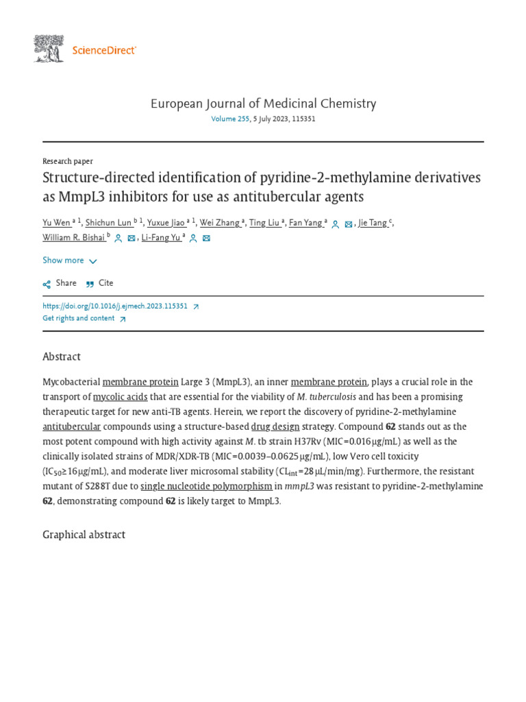 Structure-Directed Identification of Pyridine-2-Methylamine Derivatives ...