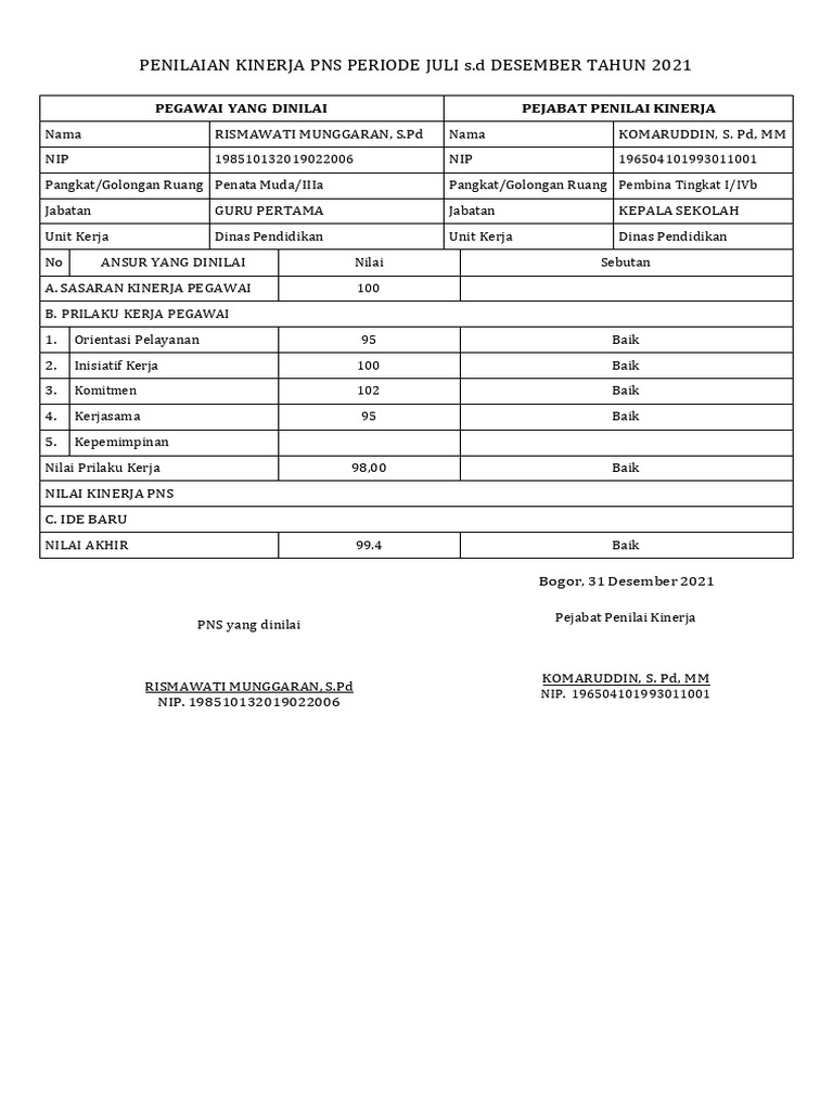 Penilaian Kinerja Risma SMT 2 | PDF
