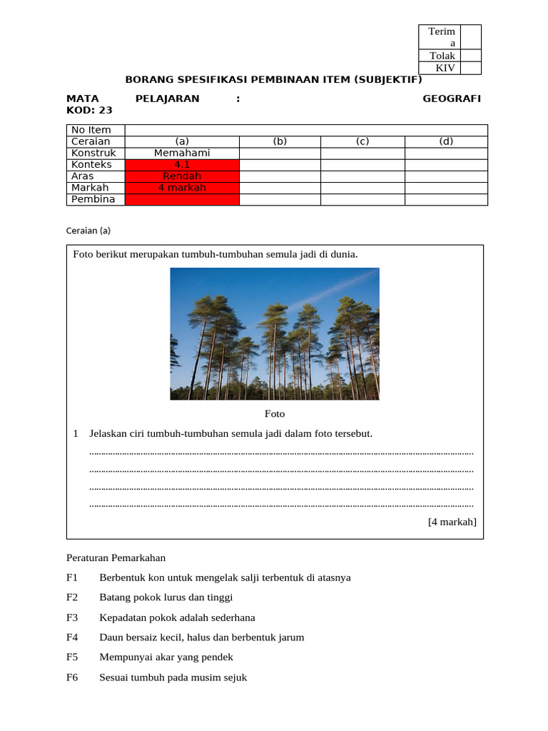 Borang Topi Kasut (STRUKTUR DAN ESEI) Geografi 23 | PDF