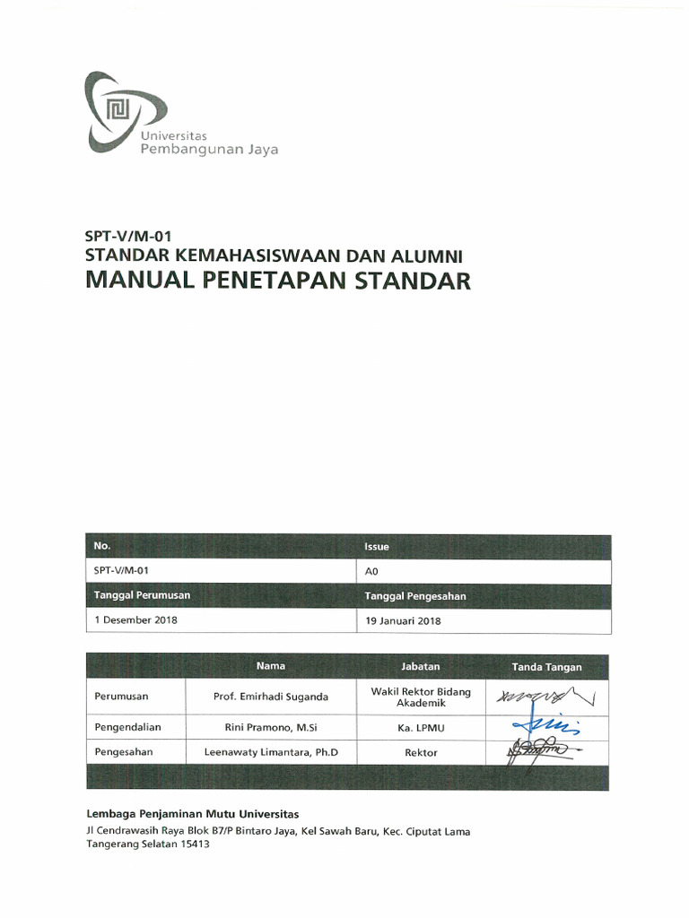 SPT-V-M-01 Manual Penetapan Standar | PDF