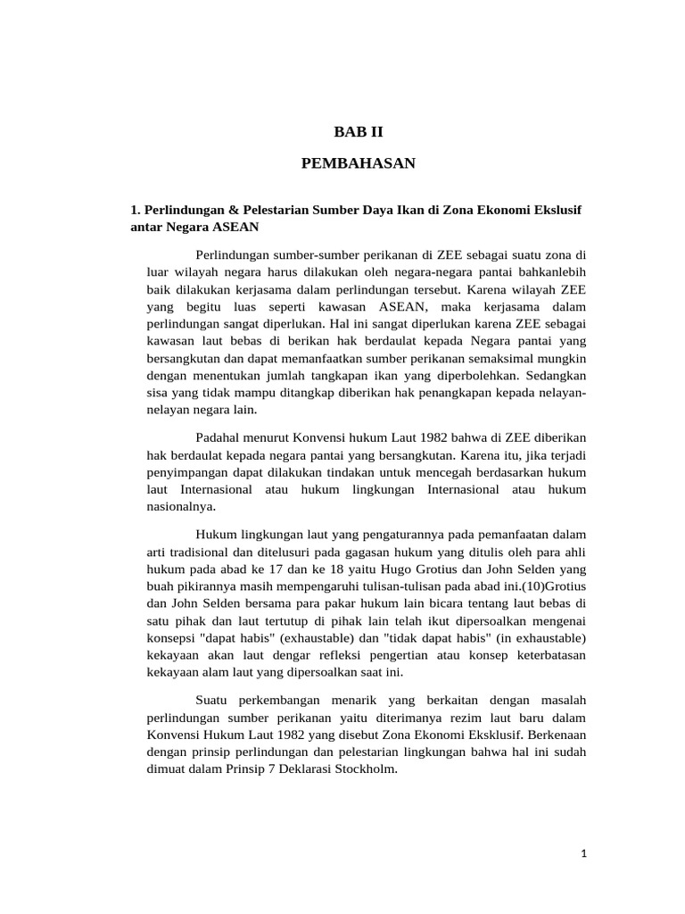Bab Ii Pembahasan: 1. Perlindungan & Pelestarian Sumber Daya Ikan Di Zona Ekonomi Ekslusif Antar ...