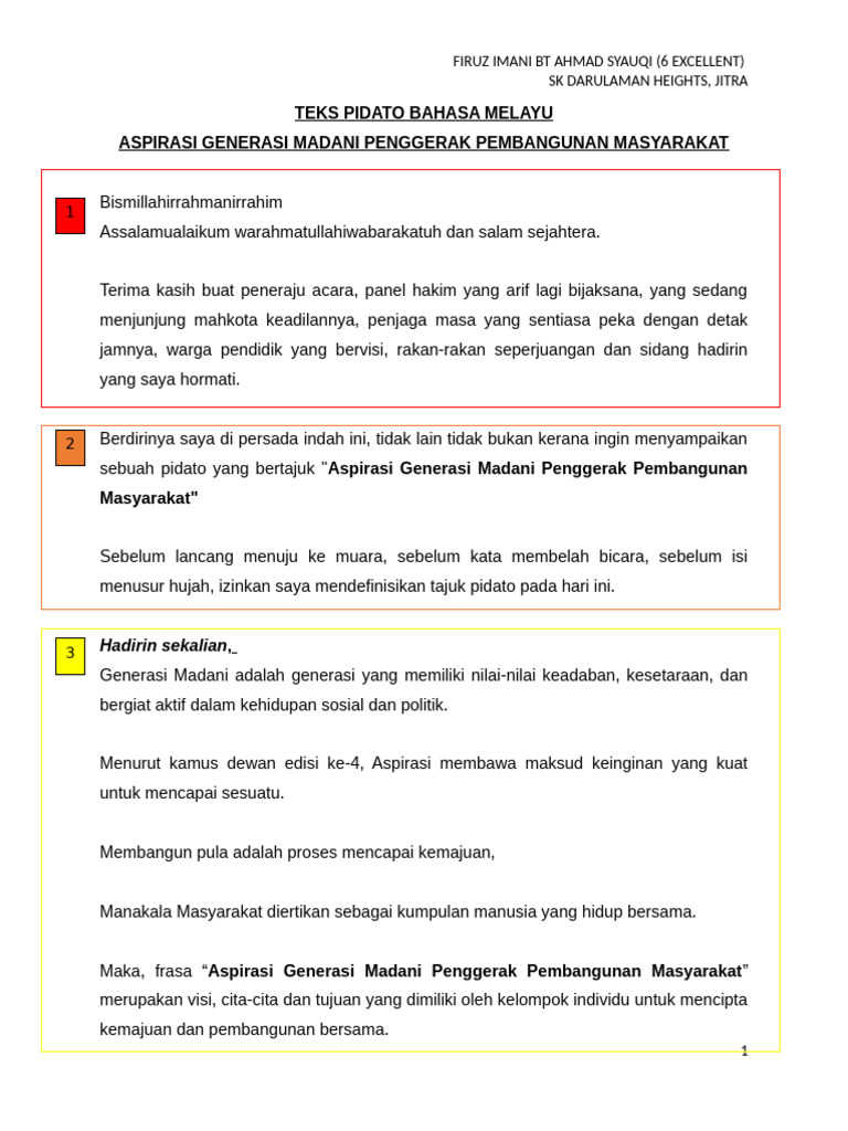 Teks Pidato Bahasa Melayu | PDF