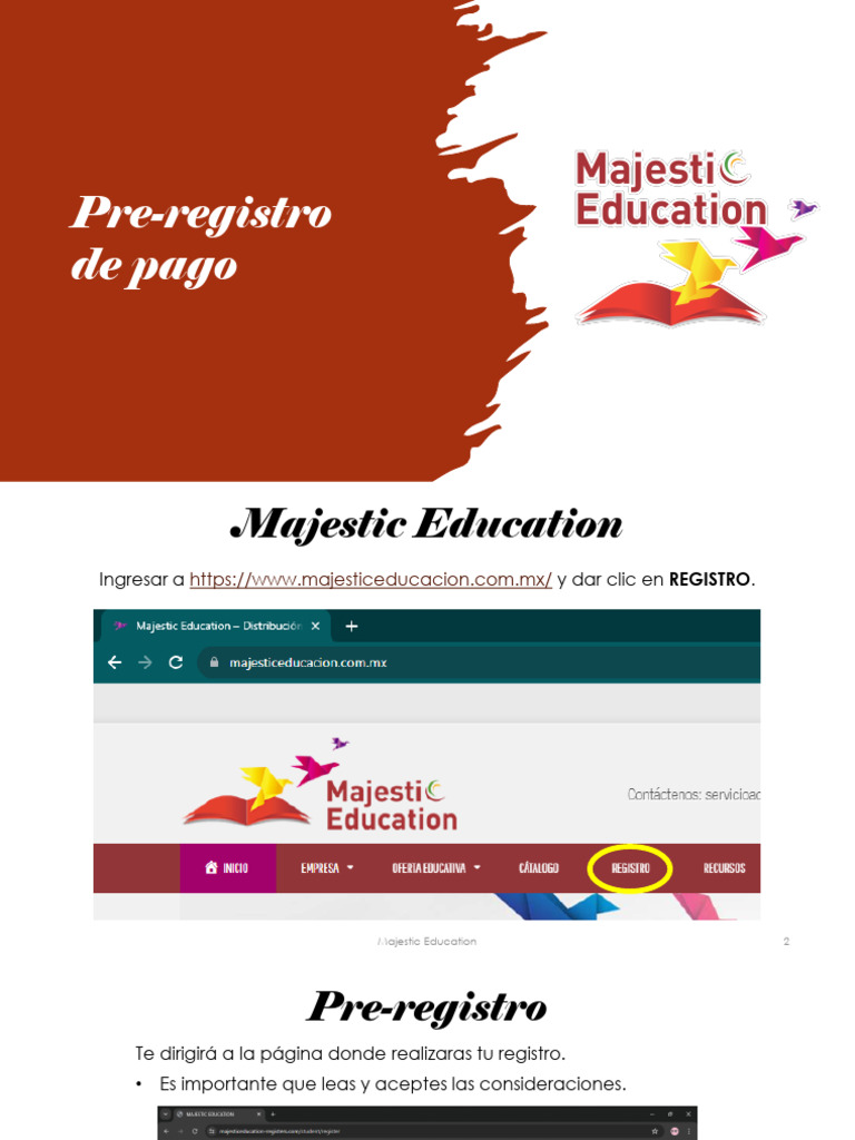 Tutorial Pre Registro Majesticeducation | PDF