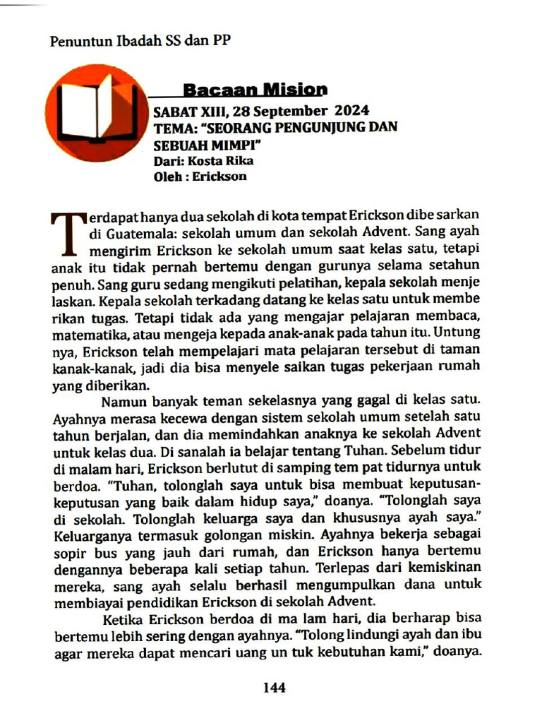 Berita Mission Sabat 28 September 2024 | PDF