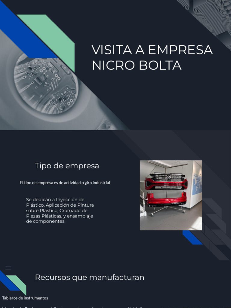 Visita a Nicro Bolta: Proceso Industrial | PDF | Calidad (comercial ...