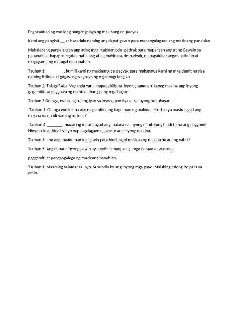 Pagsasadula NG Wastong Pangangalaga NG Makinang de | PDF