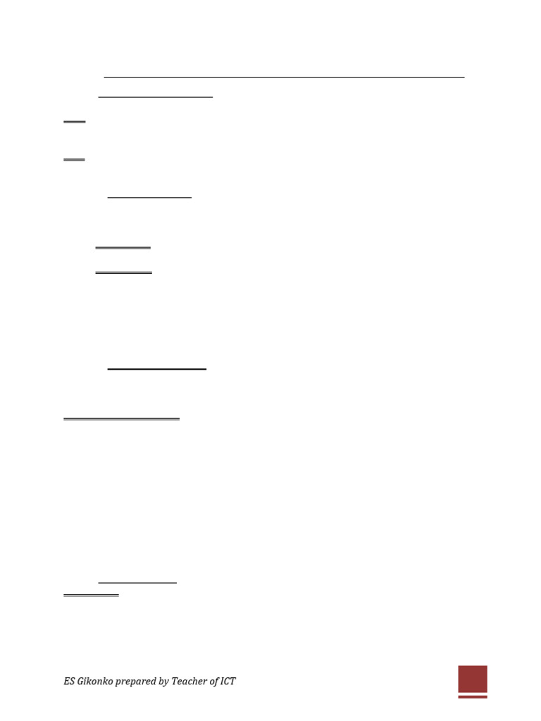 Ict Notes Senior 1 | PDF