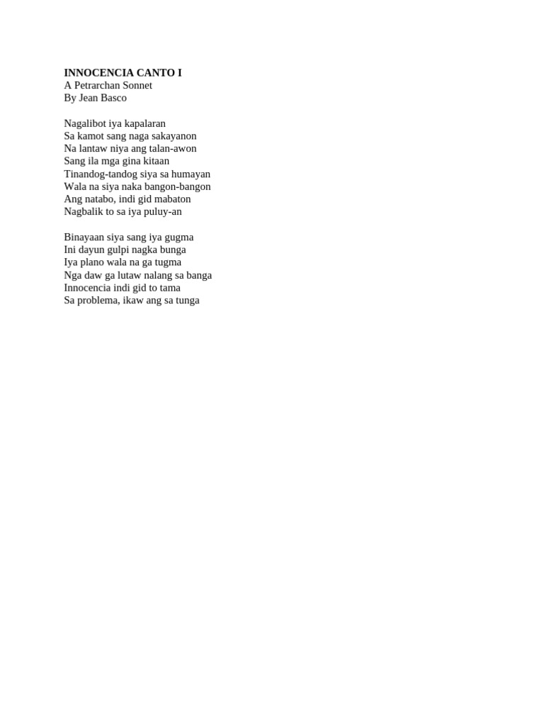 Jean Petrarchan Sonnet | PDF