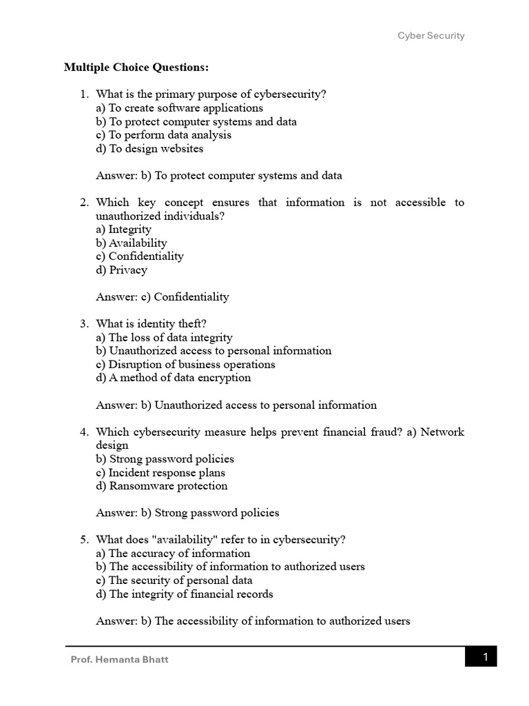 MCQ - Cyber Security | PDF
