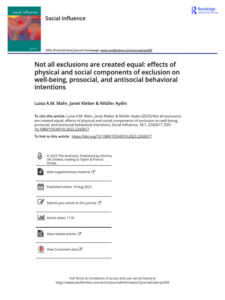 Not All Exclusions Are Created Equal Effects of Physical and Social ...